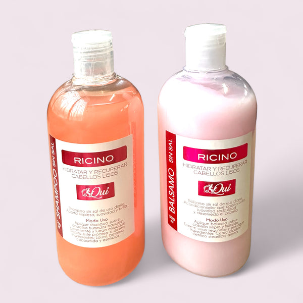 PACK SHAMPOO & ACONDICIONADOR SIN SAL RICINO 500 ML OUI ...